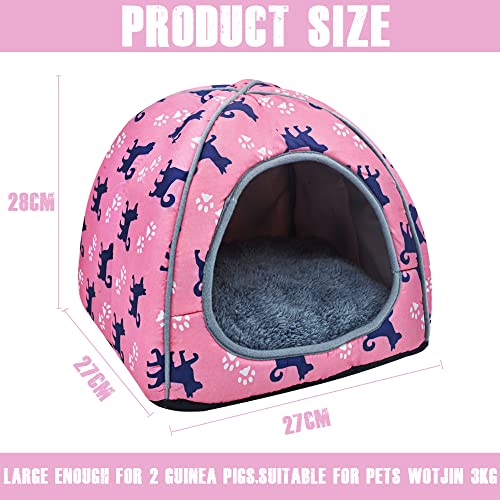 AFYHH Rabbit Guinea-Pig Bed House - Small Animal Cozy Cave Large Hideout Hides Hamster Hedgehog for Chinchilla Bearded Dragon Guinea Pig Accessories (Rose)