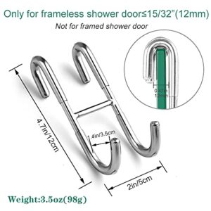 Aothpher Shower Door Hooks SUS 304 Stainless Steel S Hooks Bathroom Frameless Glass Door Hooks for Hanging Coat,Towel,Bathrobe,Squeegee,Loofah (Silver,3-Pack)