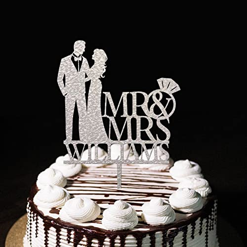 Mr & Mrs Personalised Engagement Wedding Caketopper Bride To Be Wedding Party Supplies For Couples Engagement Gifts Silver