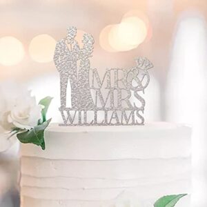 Mr & Mrs Personalised Engagement Wedding Caketopper Bride To Be Wedding Party Supplies For Couples Engagement Gifts Silver