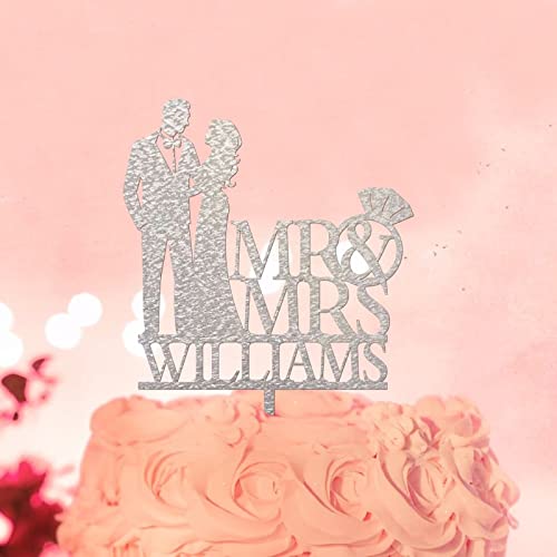 Mr & Mrs Personalised Engagement Wedding Caketopper Bride To Be Wedding Party Supplies For Couples Engagement Gifts Silver