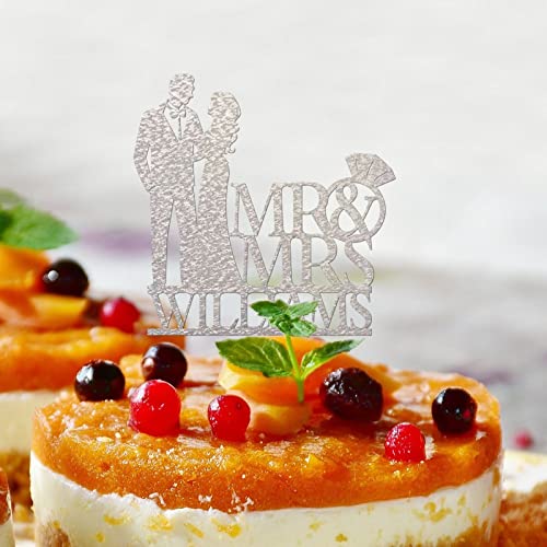 Mr & Mrs Personalised Engagement Wedding Caketopper Bride To Be Wedding Party Supplies For Couples Engagement Gifts Silver