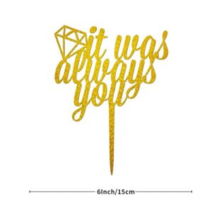 It Was AlwaysYou Personalised Engagement Wedding Caketopper Bride To Be Wedding Party Decorations Mr & Mrs Silhouette Wedding Gifts Gold