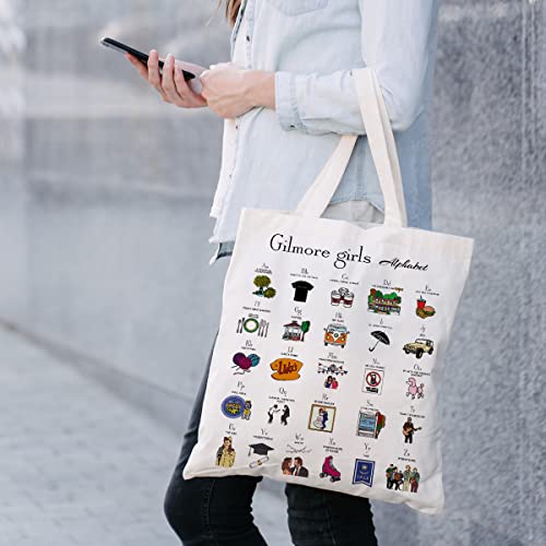 Gilmore Girls Alphabet Canvas Tote Bag Funny Cotton Reusable Tote Shoulder Bag Present for Friends Fans Women Men