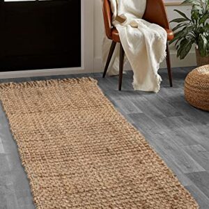 THE BEER VALLEY Hand Woven Jute Rug, 2'x3' - Natural, Reversible Farmhouse Accent Rugs for Living Room, Kitchen, Bedroom - 24x36 Inches