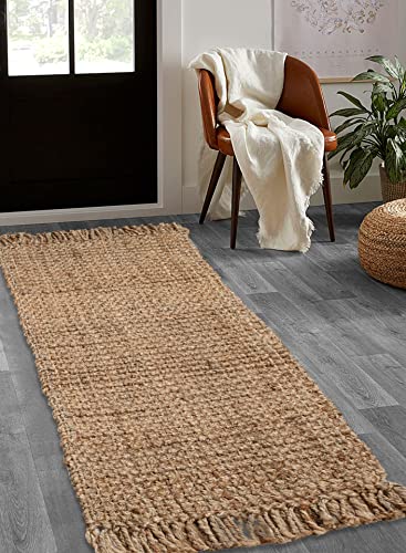 THE BEER VALLEY Hand Woven Jute Rug, 2'x3' - Natural, Reversible Farmhouse Accent Rugs for Living Room, Kitchen, Bedroom - 24x36 Inches