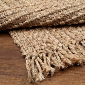 THE BEER VALLEY Hand Woven Jute Rug, 2'x3' - Natural, Reversible Farmhouse Accent Rugs for Living Room, Kitchen, Bedroom - 24x36 Inches