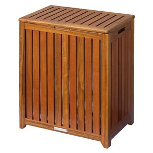 oceanstar solid wood spa hamper, brown