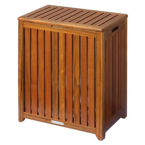 oceanstar Solid Wood Spa Hamper, Brown