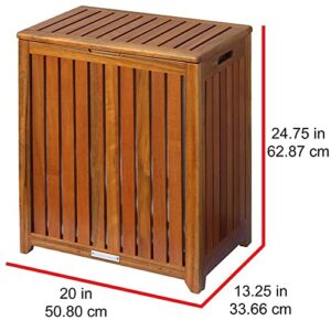 oceanstar Solid Wood Spa Hamper, Brown