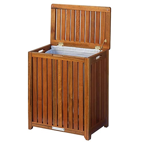 oceanstar Solid Wood Spa Hamper, Brown