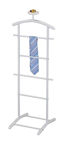 KB Designs - Suit & Tie Freestanding Valet Stand Clothing Organizer Rack, White