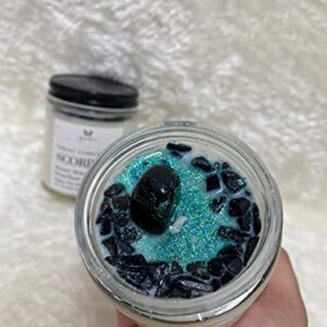 6 Oz Scorpio Zodiac Crystal Candle - Astrology Vegan Soy Candle - Aromatherapy Stress Relief - Obsidian Gemstones