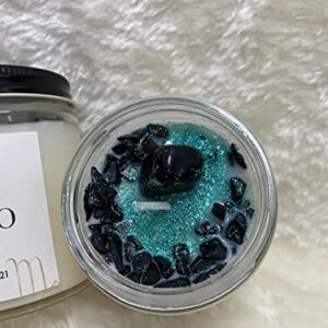 6 Oz Scorpio Zodiac Crystal Candle - Astrology Vegan Soy Candle - Aromatherapy Stress Relief - Obsidian Gemstones