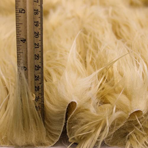 Texco Inc Extra Long Luxury Shaggy Faux Fur Fabric-1 Yard, Camel