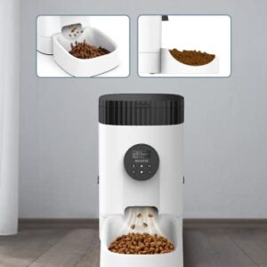 SHANDII Automatic Cat Feeder, 4L Programmable Pet Food Dispenser with Timer and Portion Control, 1-4 Meals per Day, Button-Lock Lid with Desiccant Bag, 10s Voice Recorder, BF40