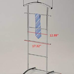 KB Designs - Suit & Tie Freestanding Valet Stand Clothing Organizer Rack, Chrome