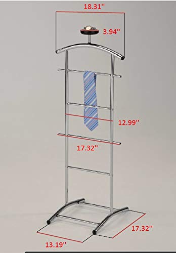 KB Designs - Suit & Tie Freestanding Valet Stand Clothing Organizer Rack, Chrome