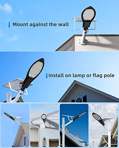 LED Solar Street Lights Outdoor Waterproof,A-ZONE Modern Leaf Shape 500W Dusk to Dawn Solar Street Lamp Remote Control Light 30000 Lumens with Separate Panel for Backyard,Parking Lot,Garage