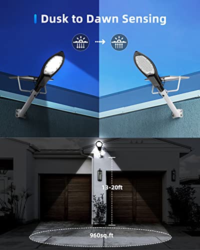 LED Solar Street Lights Outdoor Waterproof,A-ZONE Modern Leaf Shape 500W Dusk to Dawn Solar Street Lamp Remote Control Light 30000 Lumens with Separate Panel for Backyard,Parking Lot,Garage