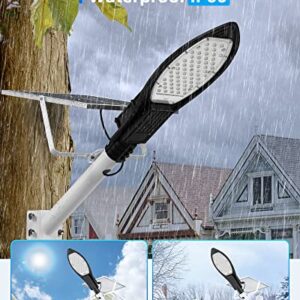 LED Solar Street Lights Outdoor Waterproof,A-ZONE Modern Leaf Shape 500W Dusk to Dawn Solar Street Lamp Remote Control Light 30000 Lumens with Separate Panel for Backyard,Parking Lot,Garage