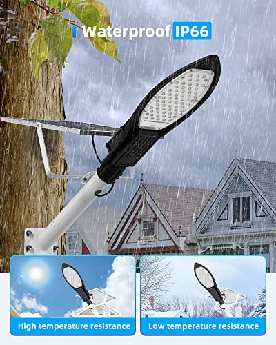 LED Solar Street Lights Outdoor Waterproof,A-ZONE Modern Leaf Shape 500W Dusk to Dawn Solar Street Lamp Remote Control Light 30000 Lumens with Separate Panel for Backyard,Parking Lot,Garage