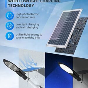 LED Solar Street Lights Outdoor Waterproof,A-ZONE Modern Leaf Shape 500W Dusk to Dawn Solar Street Lamp Remote Control Light 30000 Lumens with Separate Panel for Backyard,Parking Lot,Garage