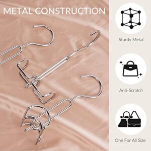 ZEDODIER Purse Hanger, Purses Bags Holder for Closet 4 Pack Stackable Purse Storage Hook Closet Organizer Metal Space Saving Hanger, Silver