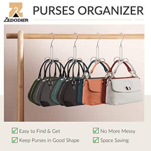 ZEDODIER Purse Hanger, Purses Bags Holder for Closet 4 Pack Stackable Purse Storage Hook Closet Organizer Metal Space Saving Hanger, Silver