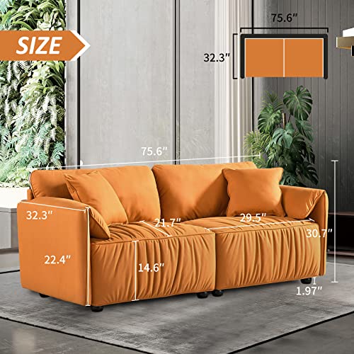 gefayluo 75.6" Modern Sofas Couches for Living Room, Loveseat Sofas & couches, Deep Seat Sofa Tufted Upholstered, Couches Furniture for Bedroom/Apartment Office, Easy Assembly