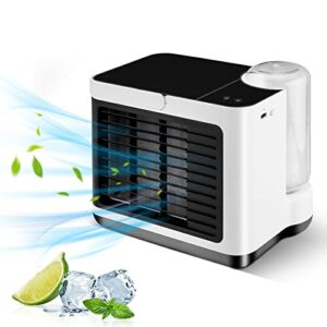 portable air cooler fan, rechargeable personal mini air conditioner with 3 wind speeds,evaporative portable desk cooler fan for bedroom, office, dorm, car, camping tent