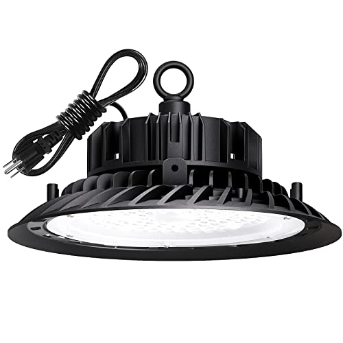 Flohans UFO LED High Bay Light 100W 14,000lm 5000K Daylight 400W MH/HPS Non-Dim, UFO LED Light Equivalent with UL Listed 5’ Cable US Plug for Factory, Warehouse, Basement