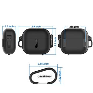 Compatible for AirPods 3rd Generation, Waterproof,Support MagSafe Wireless Charging, Anti-Lost,Visible Charging Light. (Black)