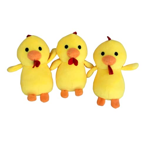 Glow Pups 3 Pack Plush Chicken Toys with Squeaker for Small Dogs, Replacement Chicken Toys Hide and Seek Egg Toy (3 Pack of Replacement Chickens)