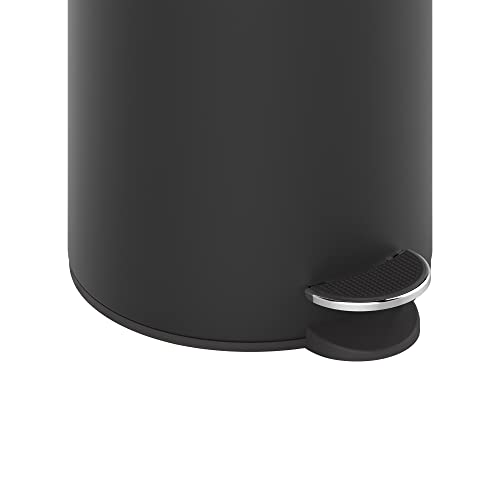 Innovaze 3.2 Gal./12-Liter and 0.8 Gal./3 Liter Stylish Round Black Metal Step-on Trash Can Set