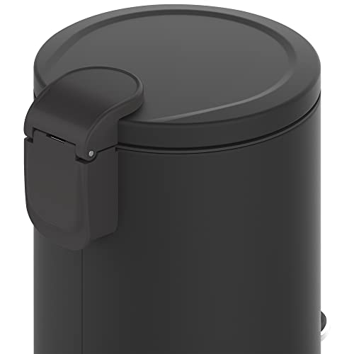 Innovaze 3.2 Gal./12-Liter and 0.8 Gal./3 Liter Stylish Round Black Metal Step-on Trash Can Set