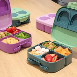 DIGTER Kids Bento Box with 4 Compartments and Removable Divider, Ideal Leak-Proof Toddlers Lunch Box Containers for School, BPA-Free(Green)