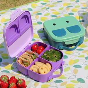 DIGTER Kids Bento Box with 4 Compartments and Removable Divider, Ideal Leak-Proof Toddlers Lunch Box Containers for School, BPA-Free(Green)