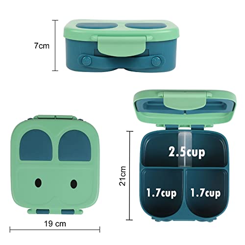 DIGTER Kids Bento Box with 4 Compartments and Removable Divider, Ideal Leak-Proof Toddlers Lunch Box Containers for School, BPA-Free(Green)