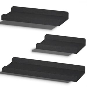 alsonerbay black floating shelves, floating shelves wood for wall storage, wall shelf for bedroom, living room, bathroom, kitchen, office and more, set of 3