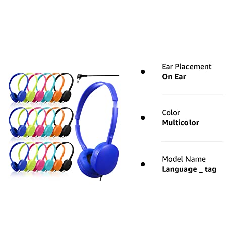 18 Pack Kids Headphones Bulk Class Headphones for Classroom School Students Headphones Individually Wrapped Adjustable over Ear Head Earbuds Headphones with Wire for Girls Boys Adults (Multicolor)