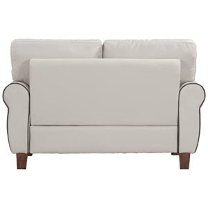 Mid-Century Upholstered Loveseat,Oloduamre PU Leather and Plywood Couch with Rolled Arm for Home or Office (Light Grey, Love Seat)