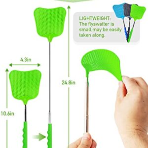 Wapodeai 3 pcs Fly Swatter, Fly Swatter Plastic,Telescopic Fly Swatters, Large Bug Swatter That Work for Indoor and Outdoor. (Black Blue Green)