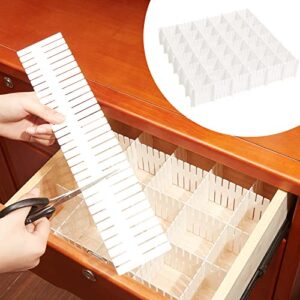 vesici 80 pcs drawer dividers adjustable drawer organizer plastic drawer dividers organizer diy drawer separators storage dividers for socks, underwear, makeup, tidy kitchen, bedroom, dresser (white)