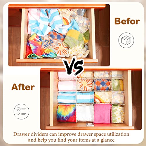 Vesici 80 Pcs Drawer Dividers Adjustable Drawer Organizer Plastic Drawer Dividers Organizer DIY Drawer Separators Storage Dividers for Socks, Underwear, Makeup, Tidy Kitchen, Bedroom, Dresser (White)