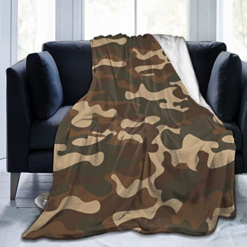 Perinsto Camouflage Military Throw Blanket Ultra Soft Warm All Season Camo Decorative Fleece Blankets for Bed Chair Car Sofa Couch Bedroom 50"X40"