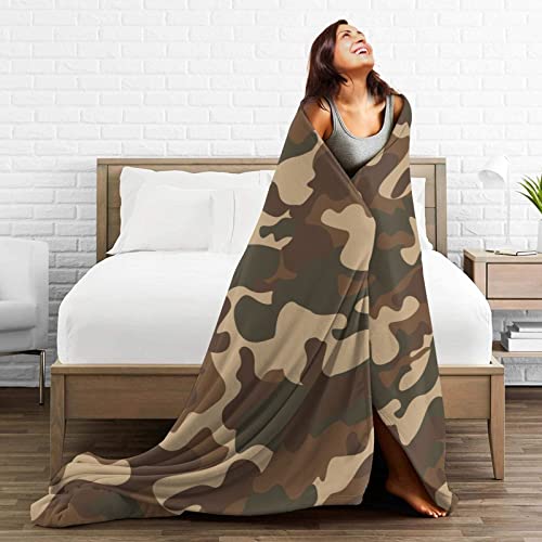 Perinsto Camouflage Military Throw Blanket Ultra Soft Warm All Season Camo Decorative Fleece Blankets for Bed Chair Car Sofa Couch Bedroom 50"X40"