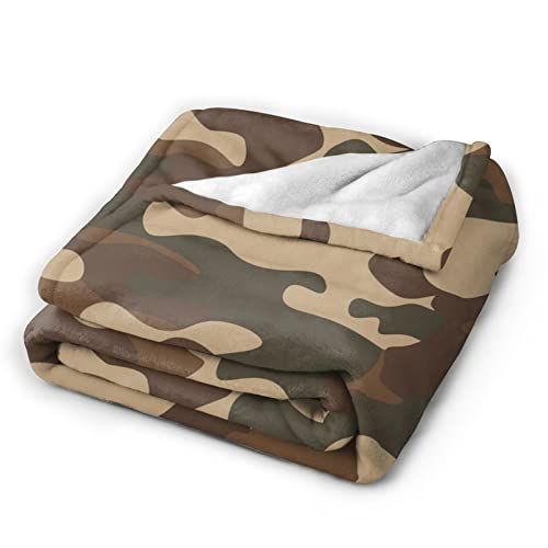 Perinsto Camouflage Military Throw Blanket Ultra Soft Warm All Season Camo Decorative Fleece Blankets for Bed Chair Car Sofa Couch Bedroom 50"X40"