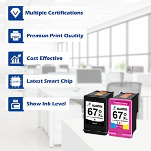 DOUBLE D Remanufactured Ink Cartridge Replacement for HP 67 67XL for Envy 6000 6055 6055e 6455e 6458 6475 DeskJet 2700 2732 2755 2755e 4100 4152e 4155 4155e 4158 Printer (1 Black 1 Tri-Color)