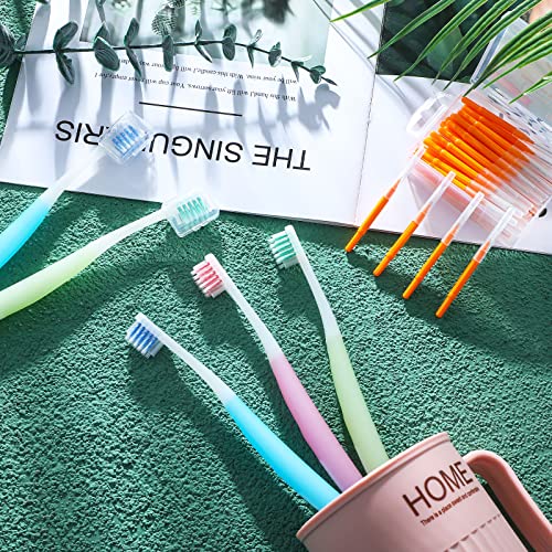 6 Pieces Brace Toothbrush V Shaped Orthodontic Toothbrush with Brush Head 40 Pieces Interdental Brush Soft Bristle Braces Brushes for Cleaning Portable Toothbrushes for Braces (Orange,Medium)